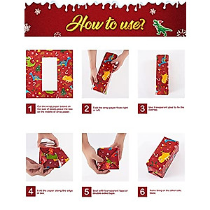 Christmas Dinosaur Wrapping Paper - 10 Sheets 20" x 27" Boys Dinosaur Wrapping Paper Kids Christmas Wrapping Paper Flat Fold Holiday Wrapping Paper Xmas Dinosaur Gift Wrap Birthday Wrapping Paper