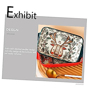 Cabilock Mori Bakeware Bread Loaf Pan Ceramic Loaf Pan Toaster Oven Bakeware Ceramic Baking Pan Animals Pattern Baking Tray Oven Baking Dish Ceramic Tableware Ceramic Baking Tray Food Bowl