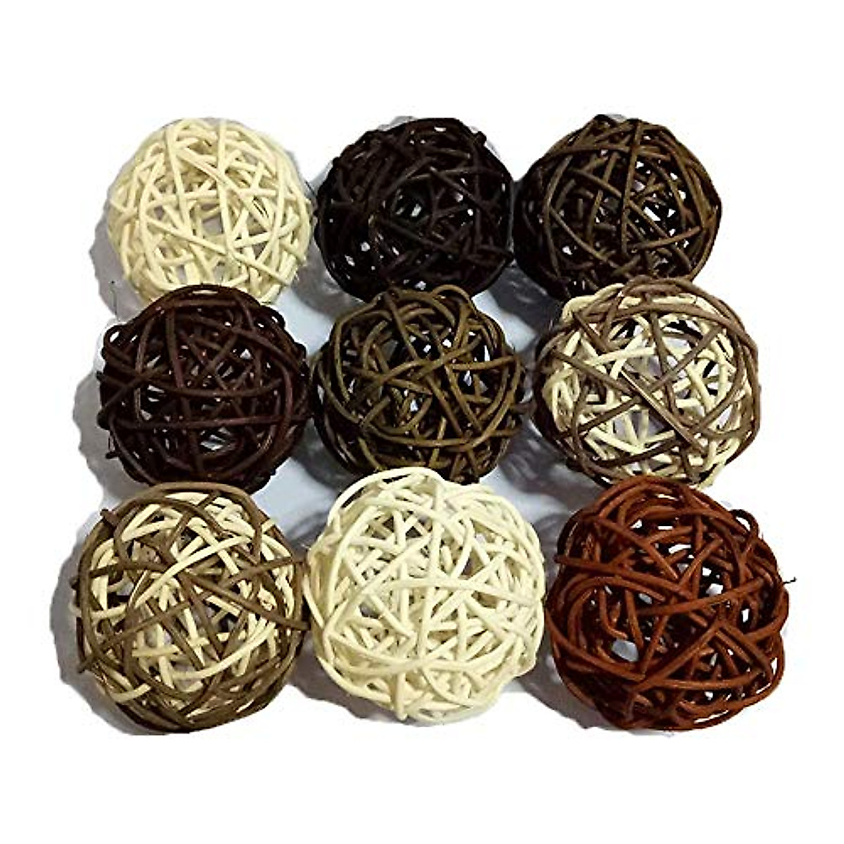 Bag of Brown Natural Wicker 4" dia Twig Orbs Balls - Bag of 9