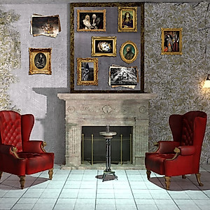 Ioffersuper 14Pcs Haunted Pictures Gothic Mansion Portraits Horror Pictures Frame 3D Face Expression Scary Picture for Haunted House Home Halloween Party Decor, with 100Pcs Self Adhesive Dots