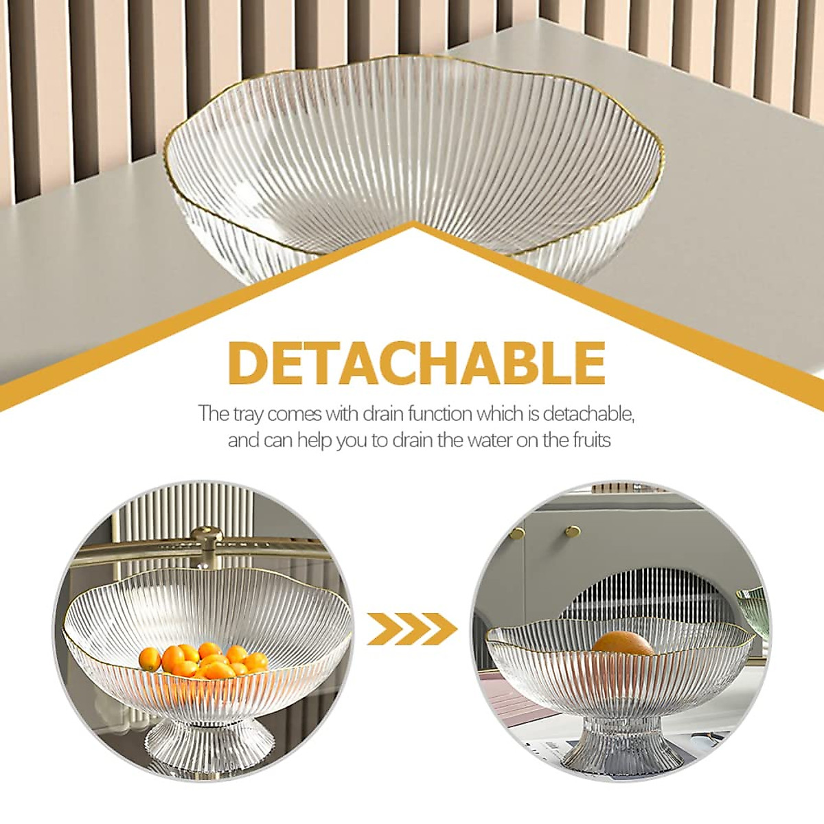 Operitacx PET Fruit Plate Footed Round Pedestal Bowl Clear Snack Nut Tray Appetizer Serving Dish Dessert Candy Display Stand for Kitchen Counter Centerpiece Table Decor (9.8x4.3 inch)