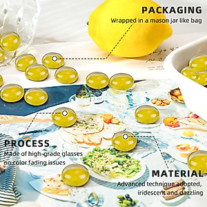 FUTUREPLUSX 1LB Yellow Flat Glass Marbles, Glass Beads Floral Pebbles Decorative Rocks Gold Gemstones Vase Fillers for Centerpieces Table Scatter Aquarium Fall Home Decor