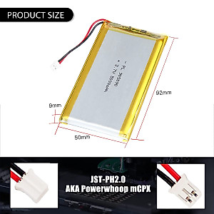 AKZYTUE 3.7V 5000mAh 905090 Lipo battery Rechargeable Lithium Polymer ion Battery Pack with JST Connector
