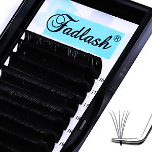 Eyelash Extension Supplies Easy Fanning Lashes 0.07 DD Curl 16-22mm Mixed Tray Matte Black FADLASH Self Fanning Volume Lash Extensions (0.07-DD, 16-22mm Mix)