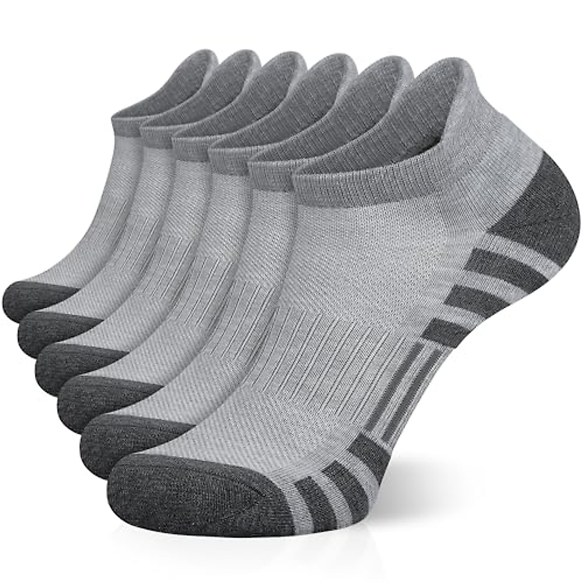 Airacker Ankle Athletic Running Socks Cushioned Breathable Low Cut Sports Tab Socks for Men and Women (6 Pairs)