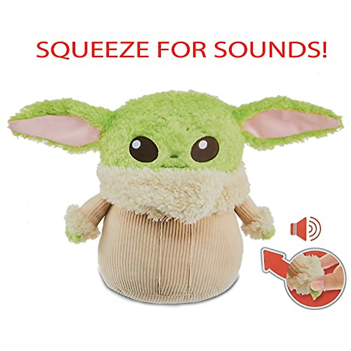 Star Wars Grogu Plush 12-Inch Toy Figure, Soft 'N Fuzzy Character Doll with Sounds, Press Hands to Activate