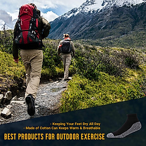 6 Pairs Cotton Extra Heavy Athletic Socks Wicking Work Cushion Ankle Sport Running Short Socks for Men & Women (Black Ankle 6 Pairs, Middle)