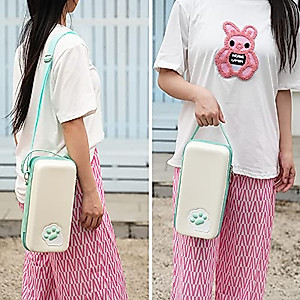 Green Cat Paw Carrying Storage Case for Nintendo Switch/Switch OLED Model, Portable Travel All Protective Hard Messenger Bag Soft Lining for Switch Console, Pro Controller, Accessories.