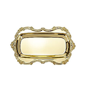 KUMGROT Fancy Serving Tray Tea Coffee Serving Tray Vintage Jewelry Organizer Elegant Dessert Platter Candy Table Supplies for Birthday Party Wedding Gold