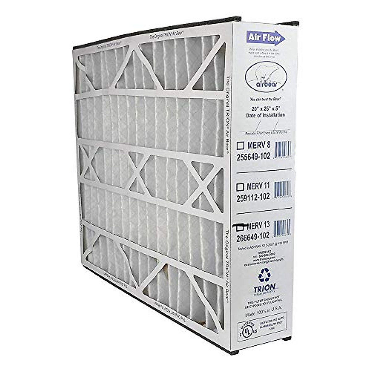 Trion 266649-102 Air Bear 20 x 25 x 5 Inch MERV 13 High Performance Air Purifier Filter Replacement Pack for Air Bear Air Cleaner Purification Systems