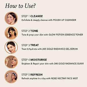 Quick Glow Kit, Hydrating Essence Toner, Exfoliating Face Cleanser, 24K Gold Face Elixir, Face Gel Serum, Face & Body Toner | Smoothens & Softens Skin, Deep Cleanser | Set of 5 - RAS LUXURY OILS