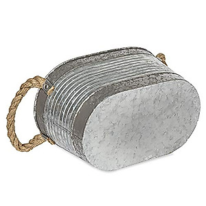 The Lucky Clover Trading Jillian Oblong Galvanized Metal Container with Rope Handles 12in