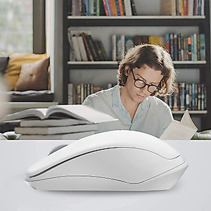 Rapoo 1680 Silent Wireless Mouse, 2.4GHz Cordless Mouse with USB Receiver, 1K DPI, 3 Buttons Computer Mouse with 12M Battery Life, Ambidextrous Computer Mice for PC/Tablet/Laptop, White