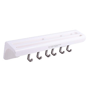 Hemoton Pan Pot Hanger Hook 1 Pc Kitchen Storage Coat Hanger Kitchen Hook Rail Kitchen Holder Shelves for Storage Wall Mounted Wall Mounted Holder Knives Abs White No Punching