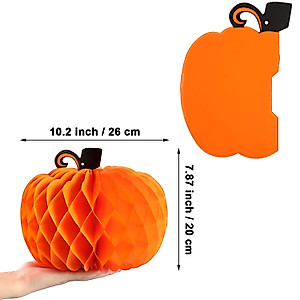JOVITEC 10 Pack 10.2 Inch Paper Pumpkin Honeycomb Centerpieces 3D Tissue Pumpkins Paper Hanging Decoration Halloween Thanksgiving Day Party Birthday Wedding Home Party Supplies