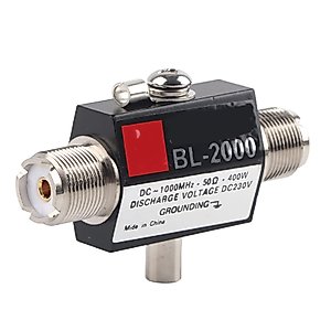 Coax Surge Protector, BL‑2000 Coaxial Lightning Surge Protector Coaxial Lightning Arrestor PL259 Female to PL259 Female Coaxial Lightning Arrestor