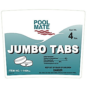 Pool Mate 1-1404 Jumbo Swimming Pool Chlorine Tabs, 4-Pounds