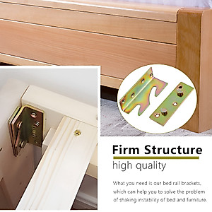 Rockgoya Bed Rail Brackets, Bed Frame Hardware, Set of 4 Wooden Bed Brackets with Screws, Bed Rail Fittings, Heavy Duty Non-Mortise