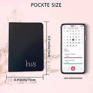 HANVOWS Vow Books His and Hers,Wedding Vow Books with Silver Foil Lettering,5.9"x3.9" Black and White Book Bride and Groom Booklet Notebook for Wedding Ceremony Wedding Essentials Gift