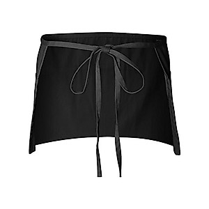 12 Pack - Black Server Waist Aprons, Waitress Half Apron