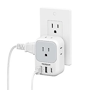 USB C Fast Charger, 20W PD USB Plug Adapter, TESSAN 3 USB Wall Charger Multiports (1 USB C Port), Cube Charging Station for Cruise, Home, Office, Dorm Essentials