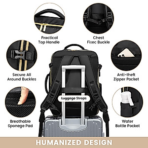 LOVEVOOK Travel Backpack,Carry On Backpack Flight Approved with Toiletry Bag,Expandable Large Laptop Backpack Women Waterproof Backpack Fit 18Inch with USB Charging Port Shoes Compartment