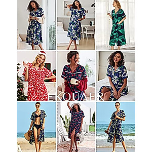 Ekouaer Womens, Long Nightgown Nightshirt, Cotton Sleep Shirts, Plus Size Sleepwear, Nursing Robe, Pattern2, XX-Large