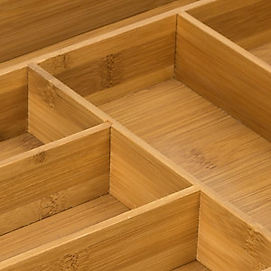 Home Basics CT44542 Bamboo Cutlery Tray Large, 10" x 2" x 14"