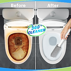 Maryton Pumice Stone for Toilet Cleaning with Extra Long Handle, 1 Cleaning Handle with 6 Cleaning Stones Refills, Easily Removing Stubborn Hard Water Stains Buildups