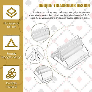Table Number Place Card Playing Card Holders 60 Pack, Clear Acrylic Business Card Holder Stand for Display Paper Game Piece Pictures Clip Price Board Photos Memos Menus Labels Stand Party, 0.75in