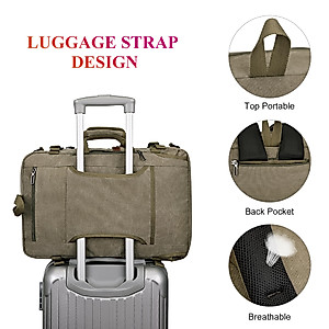 WITZMAN Canvas Backpack with USB Charging Port Large Travel Backpack Luggage Duffel Bag for Airplane Carry On Fit 17 inch Laptop for Men Women (6617 Brown)