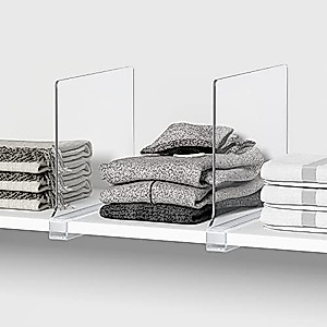 Aolloa 6 PCS Shelf Dividers for Closet Organization Acrylic Clear Closet Shelf Divider for Wooden Shelving Suitable for Wooden or Vertical Shelves Or Bedroom, Kitchen and Office
