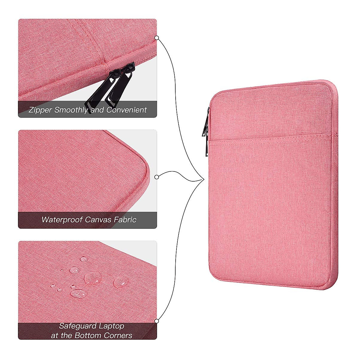 9-11 Inch Tablet Sleeve Case Bag for iPad 10.2 2021-2019, iPad 10th 10.9 2022, iPad Pro 11 M4/Air 11 M2, iPad Air 5/4 10.9, Samsung Galaxy Tab A8 10.5, Fit Apple Smart Keyboard, Pink