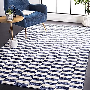 Safavieh Easy Care Collection Machine Washable 6' x 9' Navy/Ivory ECR109N Modern Contemporary Geometric Living Room Dining Bedroom Area Rug