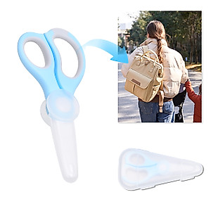 Kare & Kind Ceramic Baby Food Scissors - Blue - With Dust Cover and Storage Case - Cut Baby Food Easily - Ideal for Noodles, Meat, Chicken, Veggies and Fruits (Blue - 1 Pack)