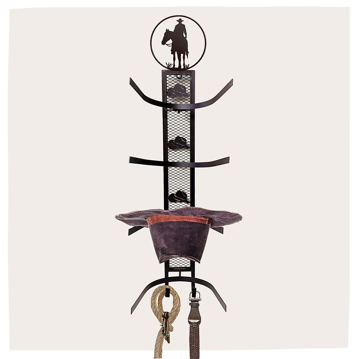 BestGiftEver Cowboy Hat Rack Wall Mount - Rustic Western Style Metal Hat Holder with 4 Slots - Country Cowboy Decor for Wall or Over Door, Ideal for Ranch and Rustic Home Style Enthusiasts