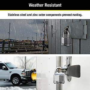 Master Lock M5XT Magnum Heavy Duty Outdoor Padlock with Key, 2 Pack Keyed-Alike, Silver