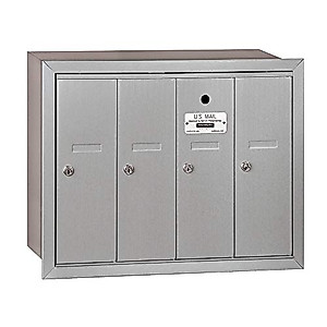 Salsbury Industries 3504ARU Recessed Mounted Vertical Mailbox with 4 Doors and USPS Access, Aluminum