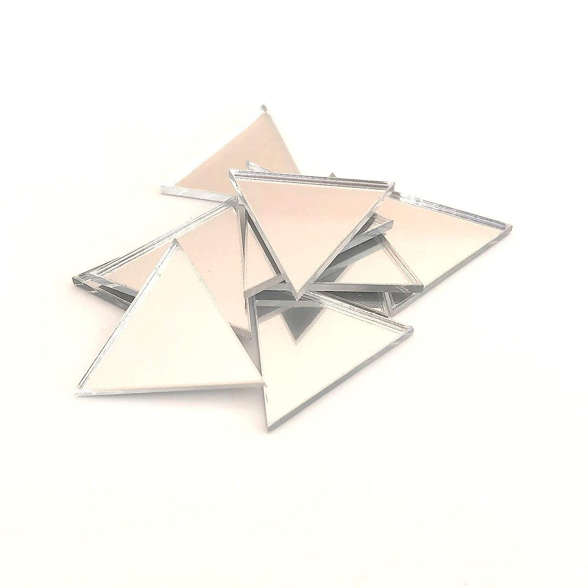 Super Cool Creations Triangle Shaped Crafting Mirrors, Set of 10, Many Colours, Shatterproof Acrylic, Orange, Pack of 10 x 9cm