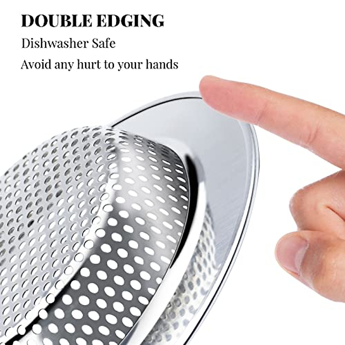 2 PCS Kitchen Sink Drain Strainer, Stainless Steel Mesh Sink Strainer, Upgrade Double-Layer Smooth Edges Sink Screen Strainer with Wide Rim 4.5" Diameter