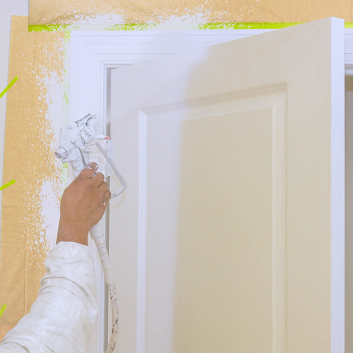 MyLifeUNIT Masking Paper, Automotive Paint Paper Roll with Tape, Assorted Sizes Tape and Drape Waterproof for Painting Protection Covering (Each Roll 50 Feet, 4 Rolls)