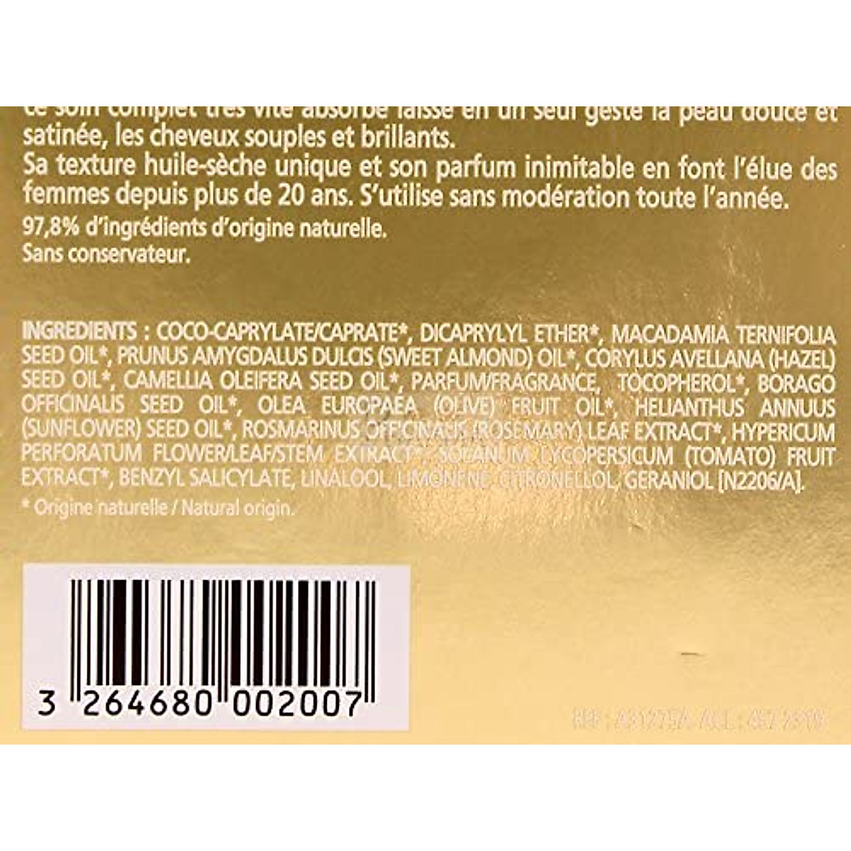 NUXE Huile Prodigieuse Multi,Purpose Dry Oil, 3.3 Fl Oz