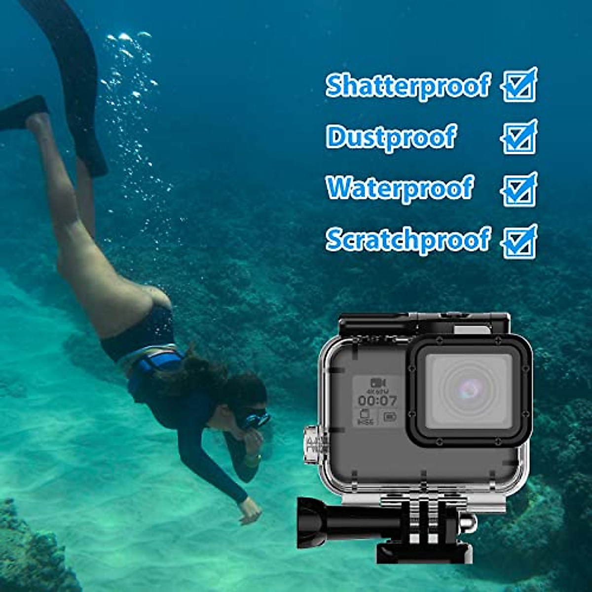 HONGDAK Waterproof Housing Case for GoPro Hero 7/6/5 Black(2018), 169ft/60m Waterproof Case Diving Protective Housing Shell for GoPro Action Camera Underwater Dive Case Shell with Mount & Thumbscrew