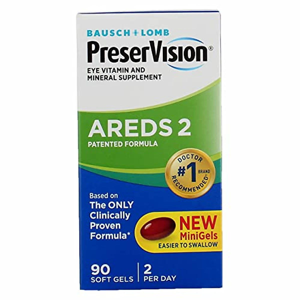 Bausch & Lomb PreserVision AREDS 2 Eye Vitamin & Mineral Supplement Minigels, 90 Ct