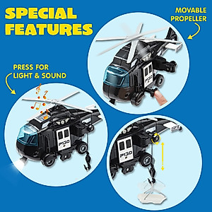 JOYIN Toddler Truck Toys for 3 4 5 6 7 Year Old Boys - Police Car Toy Set, Emergency Vehicle Playset, Kids Toys Cars, Friction Powered Car with Lights and Sounds, Birthday Gifts for Boys Girls Age 3-9