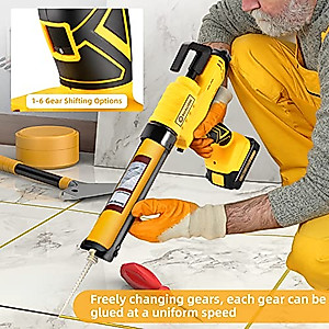 Cordless Caulking Gun, 20V Electric Caulk Adhesive Gun with 2*2.0Ah Li-Battery & Anti-Drip Design