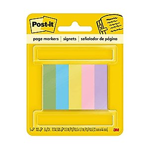 Post-it® Page Markers, 1/2-inch x 1-3/4 Inch, Ideal for Temporary Marking and Noting In Books, Assorted Ultra Colors, 500 per Pack
