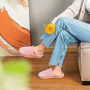 LongBay Women's Slip-On House Slippers Comfy Memory Foam Bedroom Shoes 9-10, Pink