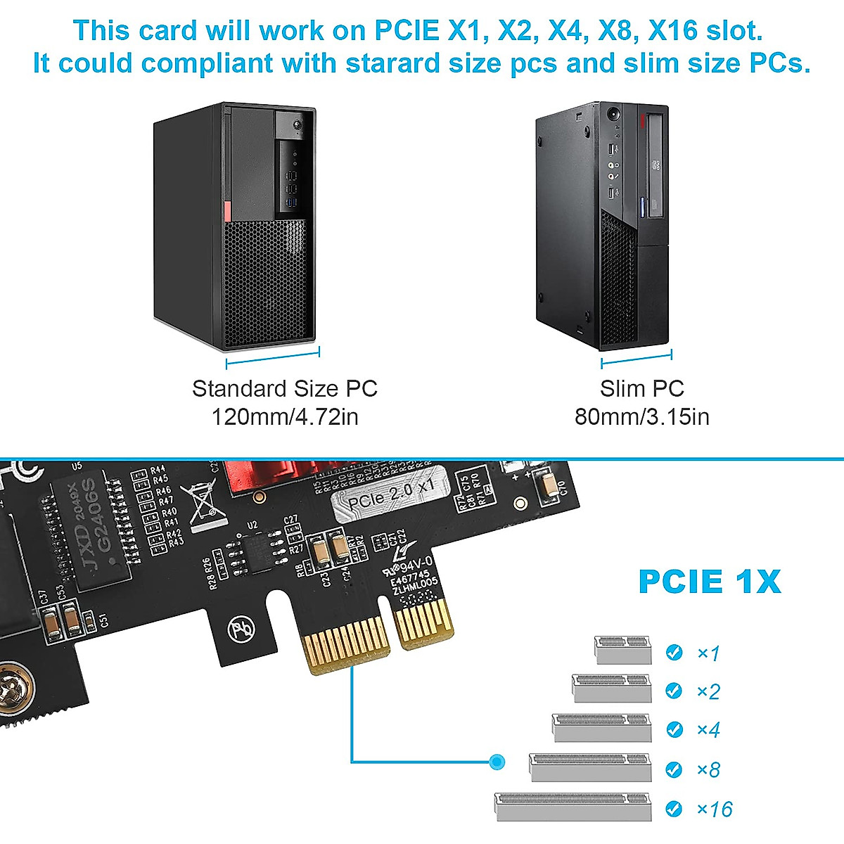 Dual PCIe Gigabit Network Card 1000M PCI Express Ethernet Adapter with Intel 82575/82576 Two Ports LAN NIC Card for Support PXE for Windows/Windows Server/Linux/Freebsd/DOS with Low Profile