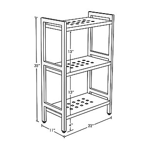 Anthology Spa Asta 3-Tier Free Standing Rectangular Bathroom Utility Storage Shelf Rack, Powder-Coated Metal Storage Shelf Stand, B301 (Light Sage), 22 inch W x 11 inch D x 35 inch H
